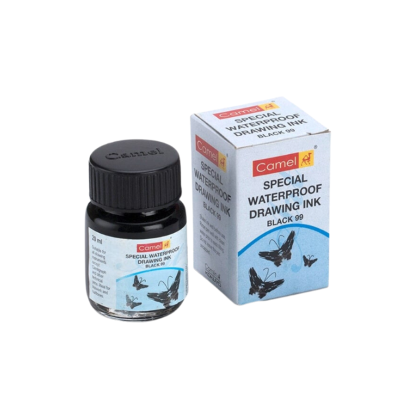 CAMLIN SPECIAL WATERPROOF INK 99 BLACK 20 ML – Himalaya Fine Art