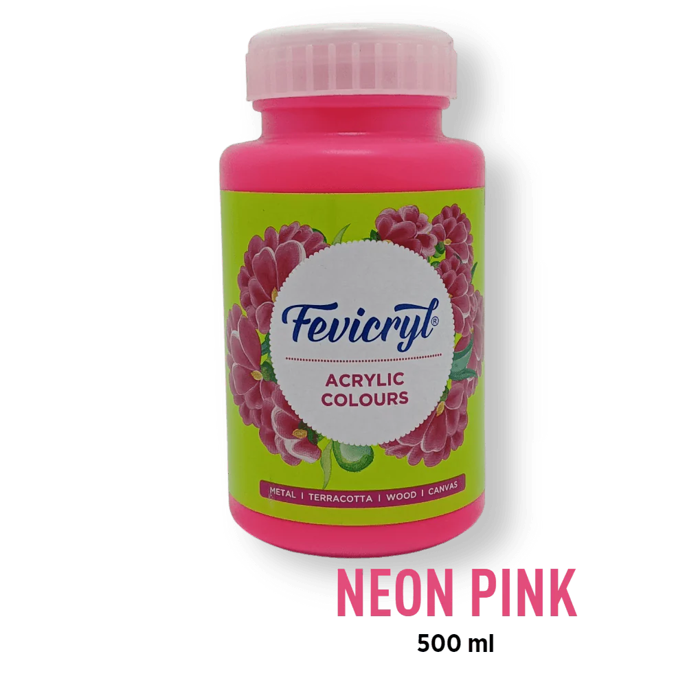 FEVICRYL ACRYLIC COLOUR 018 NEON PINK 500 ML – Himalaya Fine Art