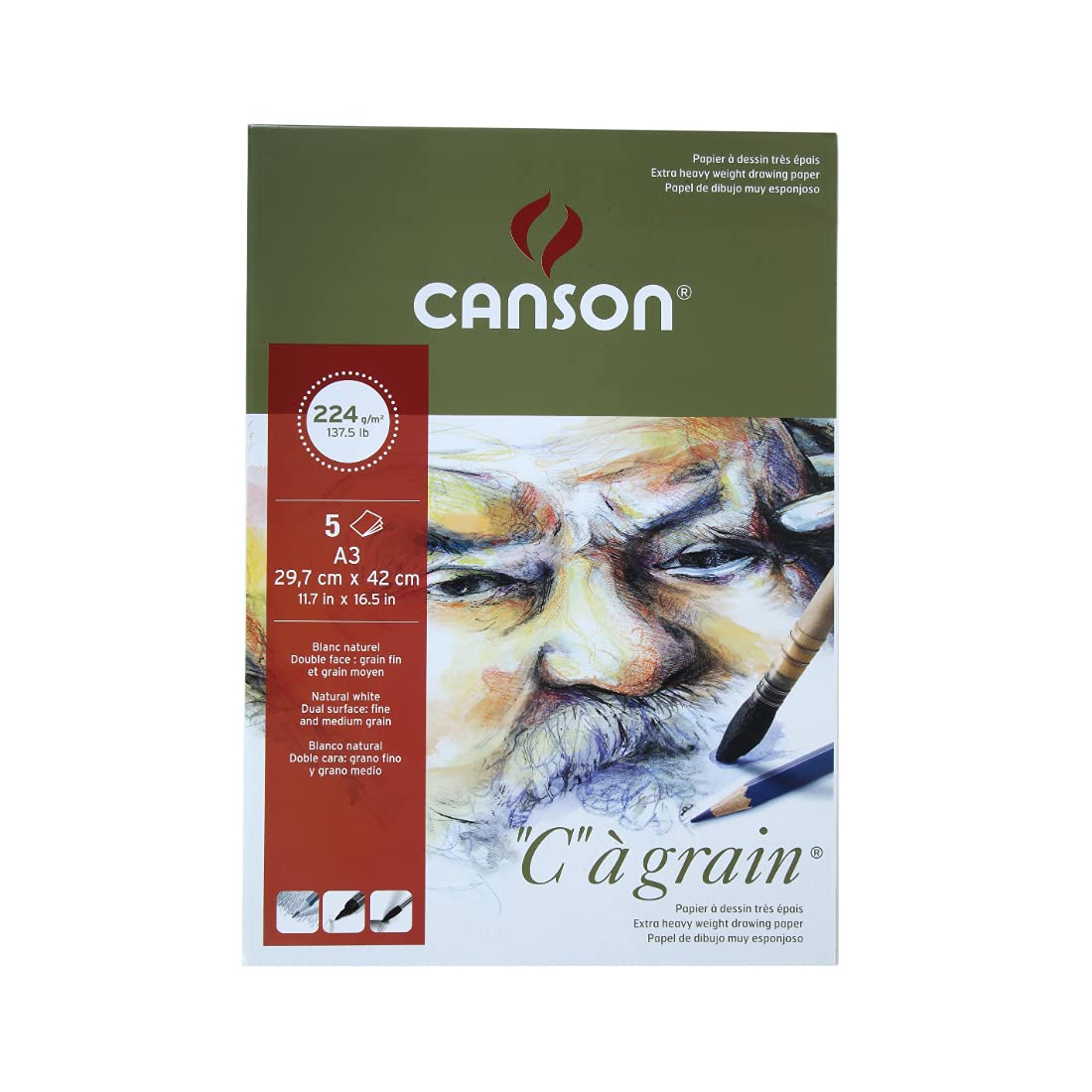 CANSON "C"A GRAIN DRAWING PAPER 224 GSM A3 – Himalaya Fine Art