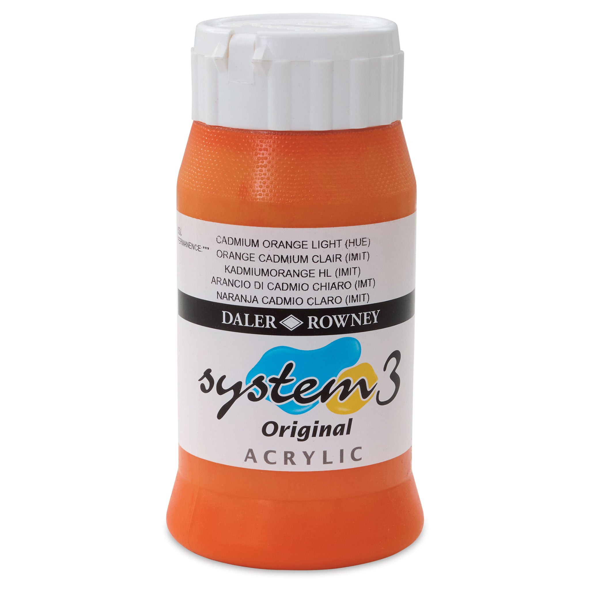 DALER & ROWNEY SYSTEM 3 ACRYLIC 500 ML CAD ORNG LT HUE 500638 ...