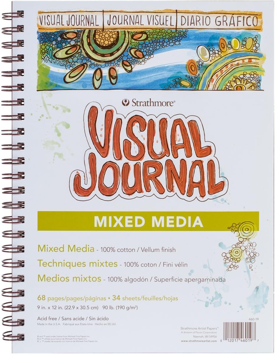 STRATHMORE MIXED MEDIA VISUAL JOURNAL VELLUM SURFACE 34 SHEETS SR 500 ...